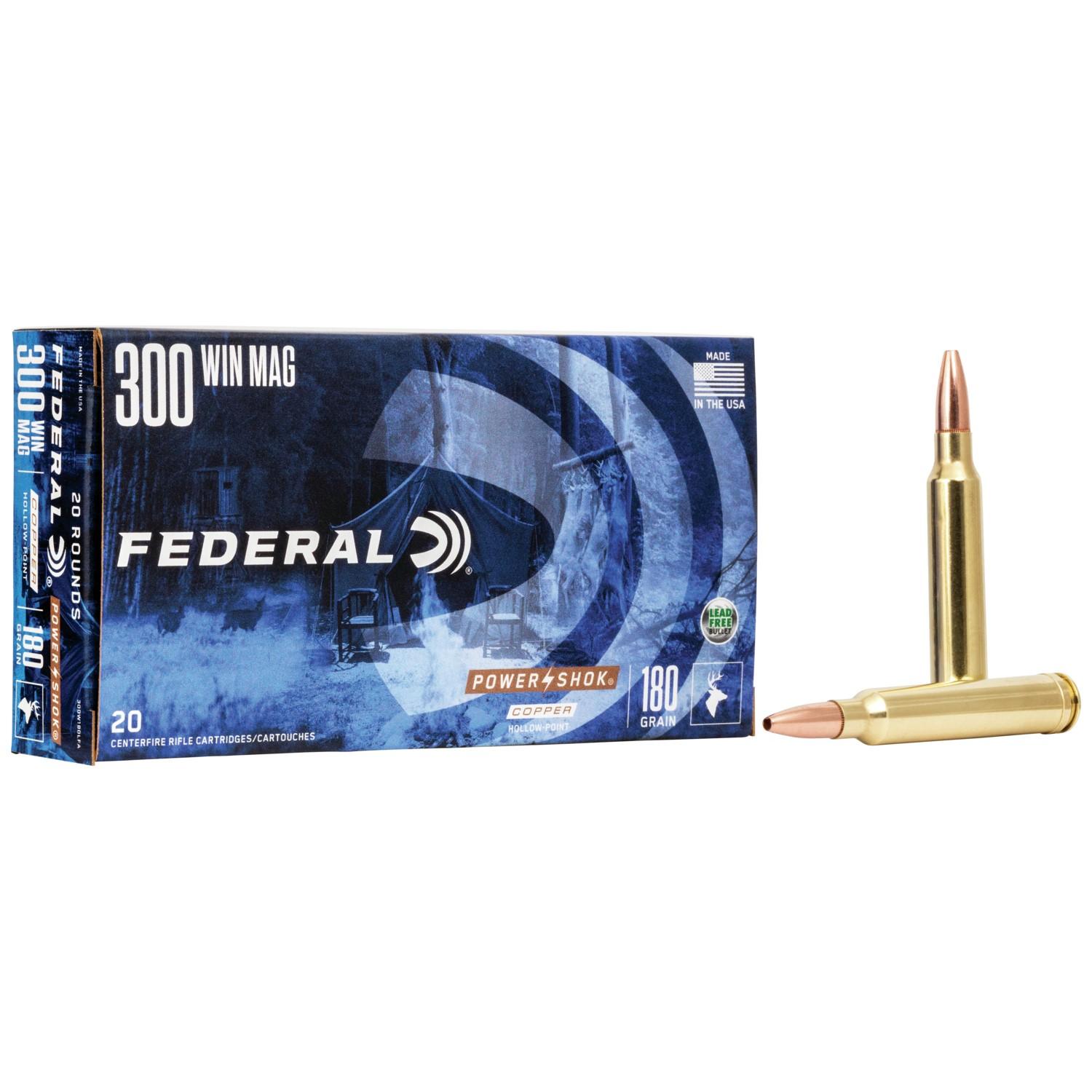 Power-Shok Copper Hollow Point 180 gr 300 Winchester Magnum Rifle Ammo ...