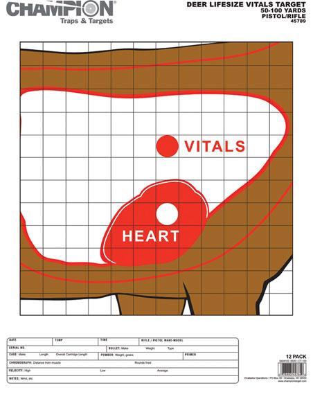 Animal Paper Targets - Deer Vitals - 12 Pack | The Real Grit