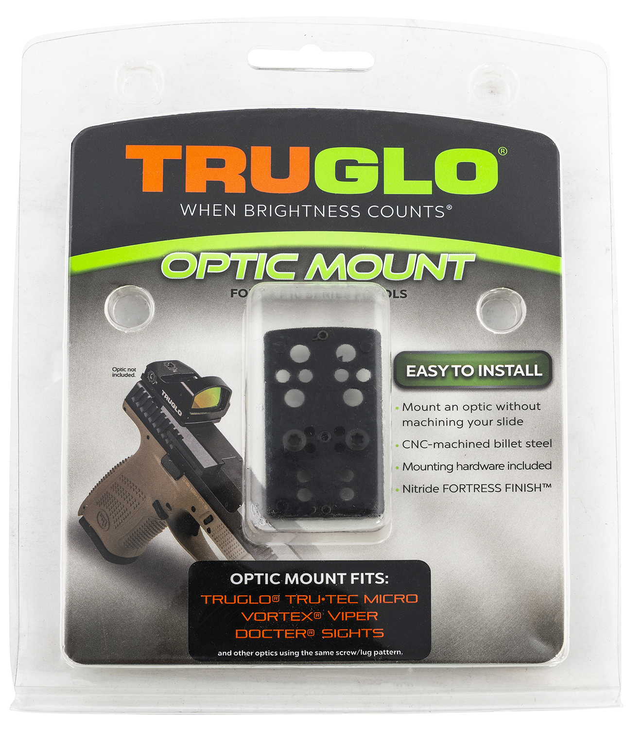 TruTec Micro Red Dot Handgun Sight Mount for CZ P10 - Black | The Real Grit