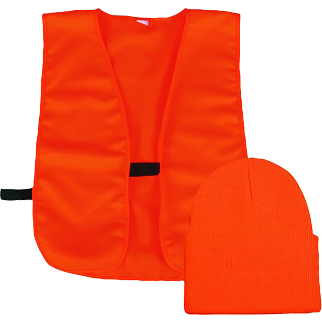 Blaze Orange Knit Watch Cap and Vest Combo | The Real Grit