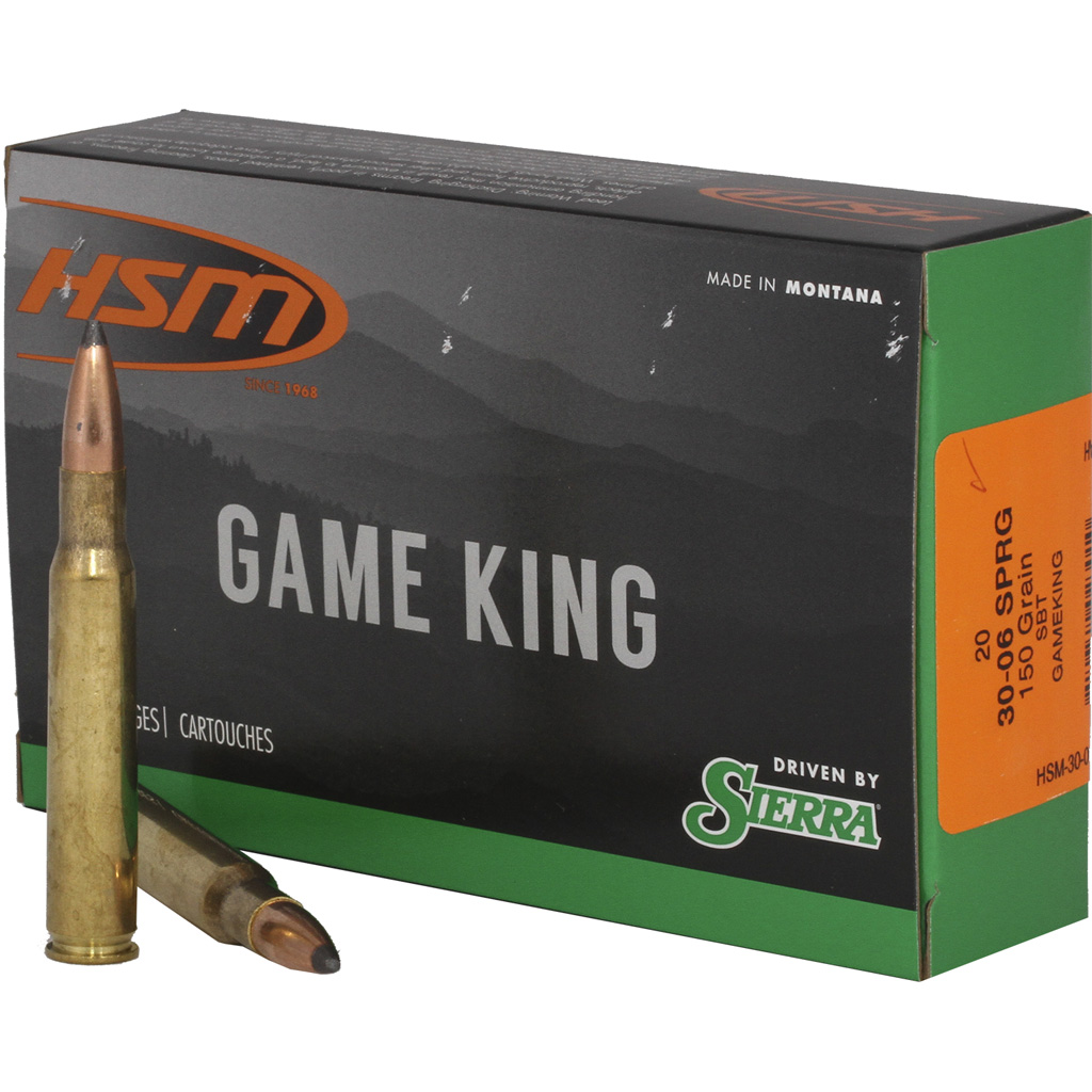 Game King Sierra Spitzer Boat Tail 150 gr 30-06 Springfield Rifle Ammo ...