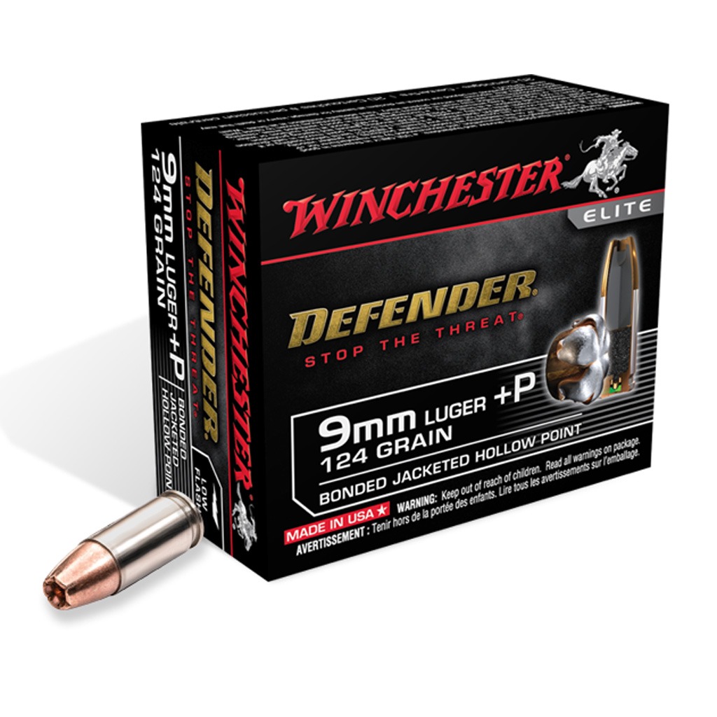 Defender Bonded Jacket Hollow Point 147 gr 9mm+P Handgun Ammo - 20 ...