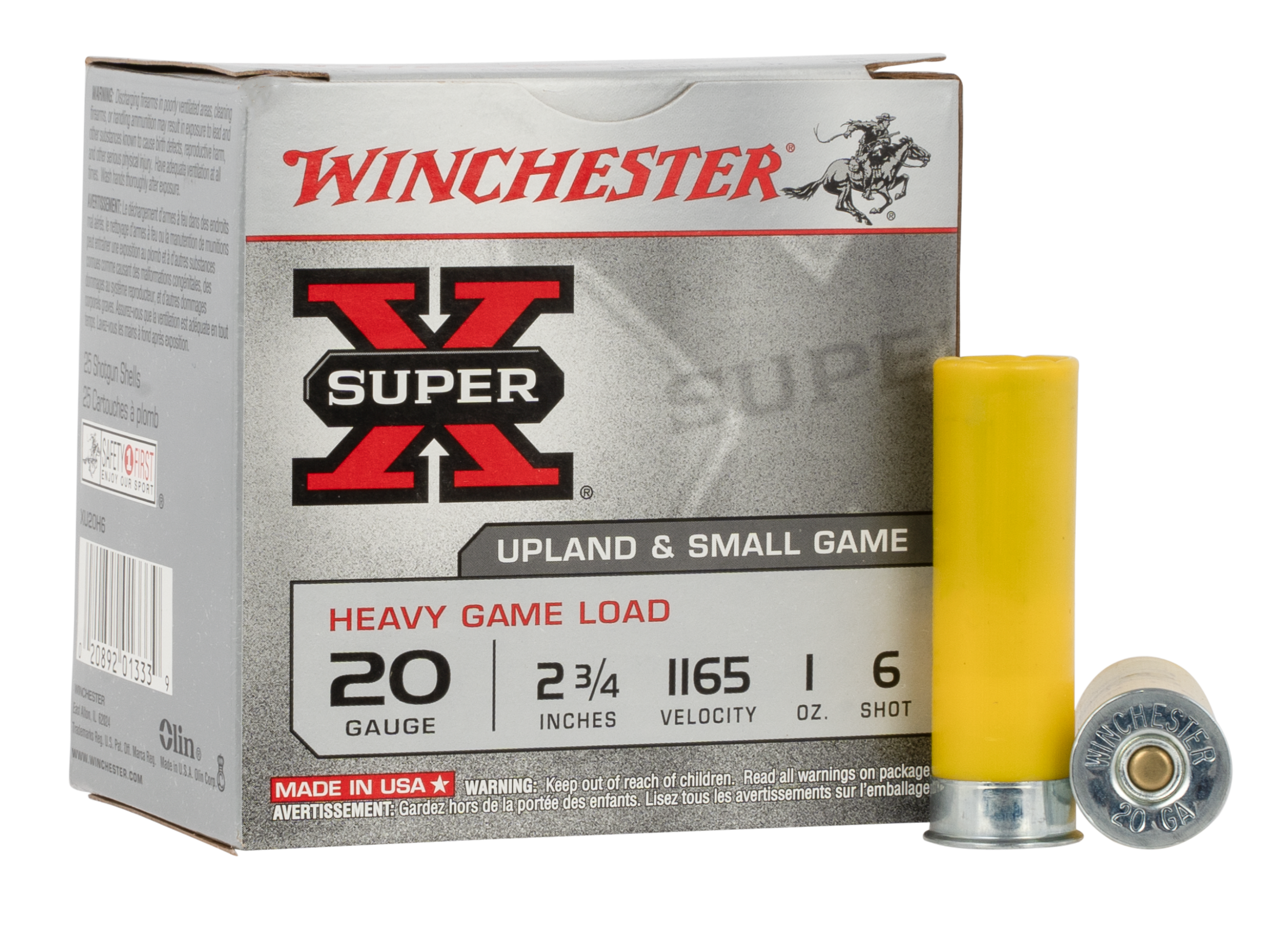 Super X Heavy Game Load #6 2-3/4" 1 oz 20 Gauge Shotgun Ammo - 25 Round ...