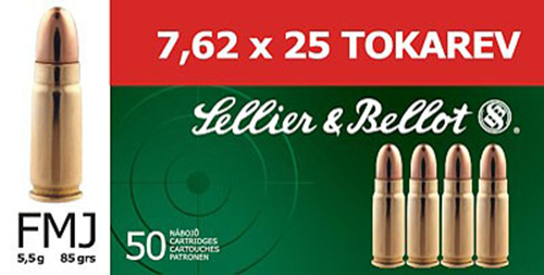 Target Shooting Full Metal Jacket 85 gr 7.62x25mm Tokarev Handgun Ammo ...