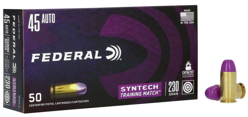 Syntech Training Match Total Jacket Flat Nose 230 gr 45 ACP Handgun ...