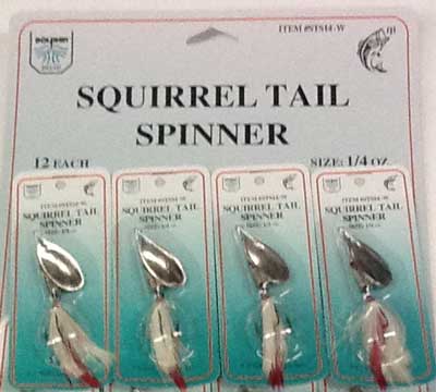 Squirrel Tail 1/4 Ounce Spinner - 12 Pack - White | The Real Grit