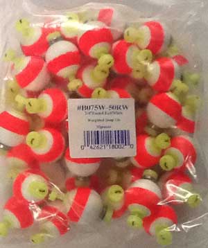 Snap On Round 3/4" Weighted Float - 50 Pack - Red/White | The Real Grit