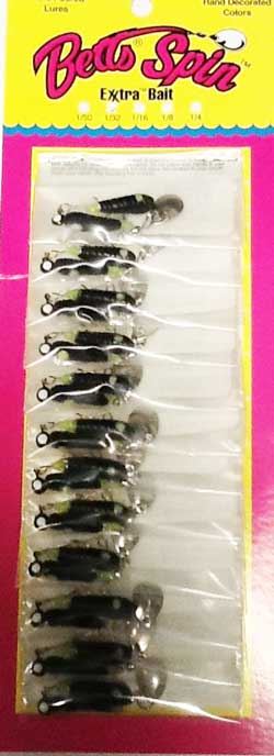 Spin 1/8 Ounce Split Tail Lure - 12 Pack - Black/Chartreuse | The Real Grit
