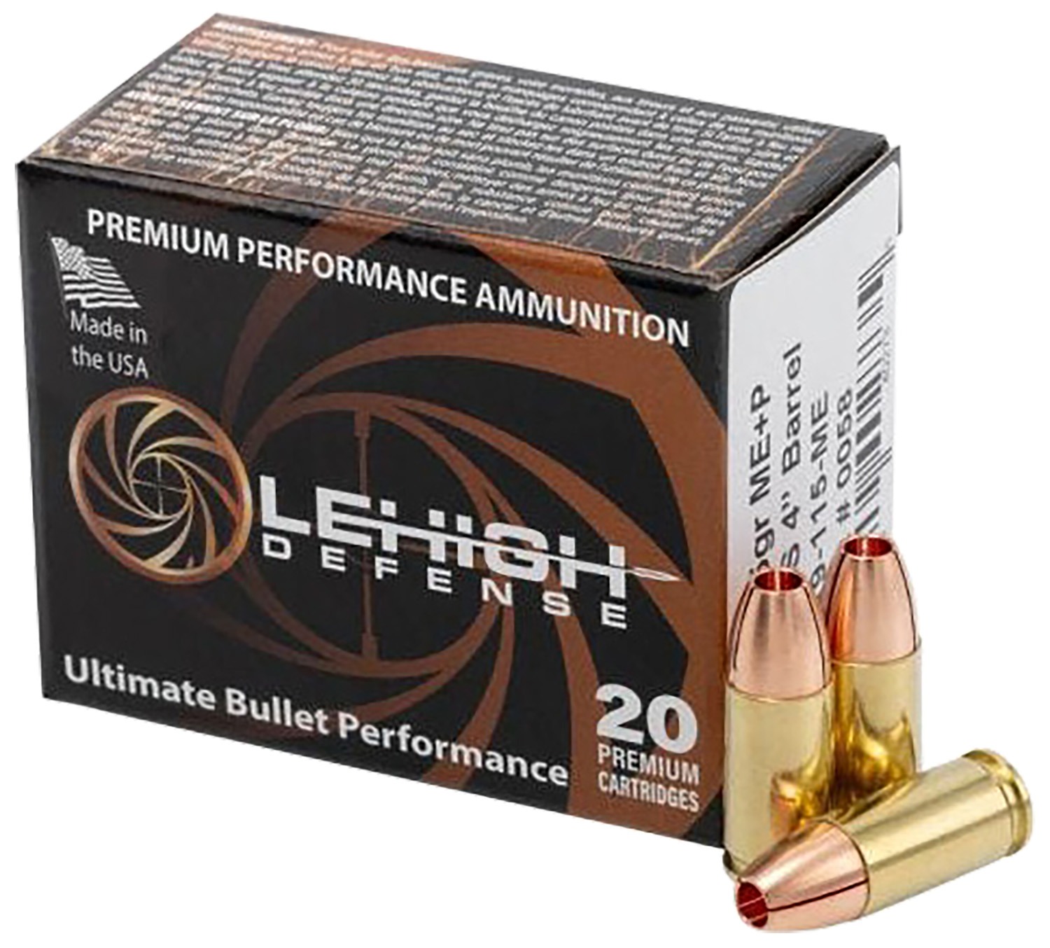 Lehigh Defense 115 gr 9mm+P Handgun Ammo - 20 Round Box | The Real Grit