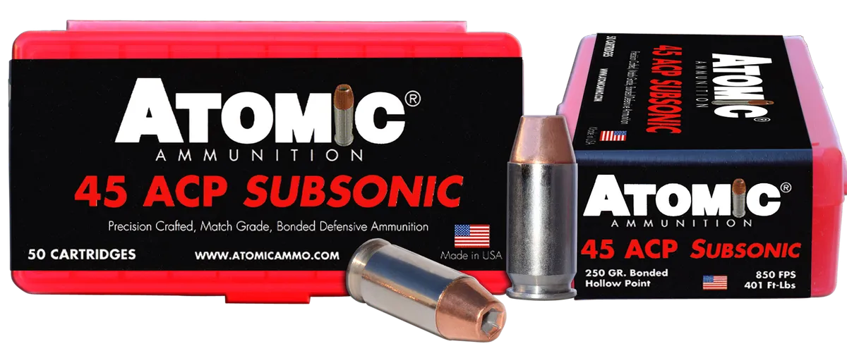 Pistol Subsonic Bonded Match Hollow Point 250 gr 45 ACP Handgun Ammo ...